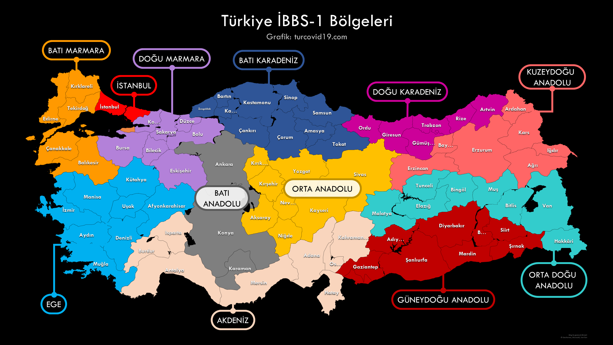 TURCOVID19 | İBBS-1 Haritası | TURCOVID19